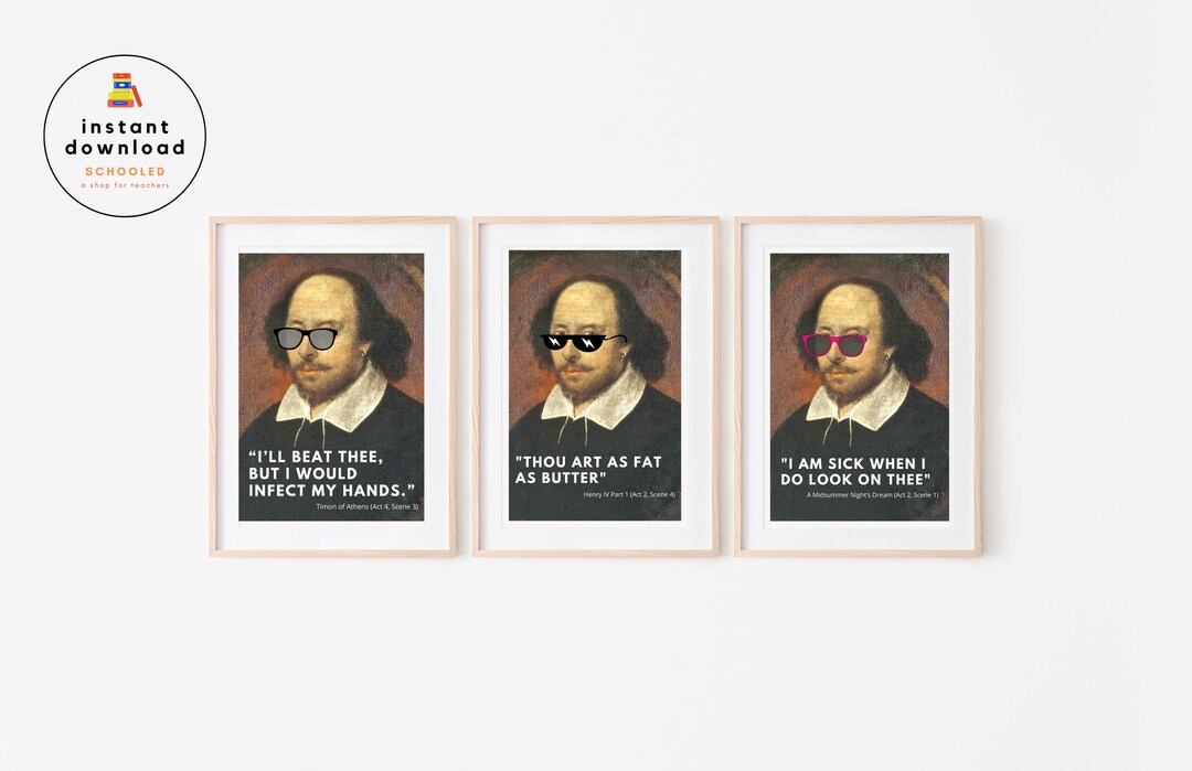 Shakespeare Funny Insults English Language Arts Teacher Classroom Decor