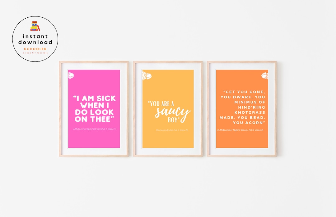 Funny Shakespeare Insults English Language Arts Teacher Decor Colorful ...