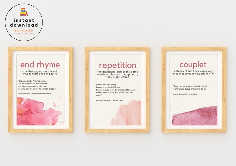 Set of English Teacher Posters Poetic Terms and Devices - Etsy