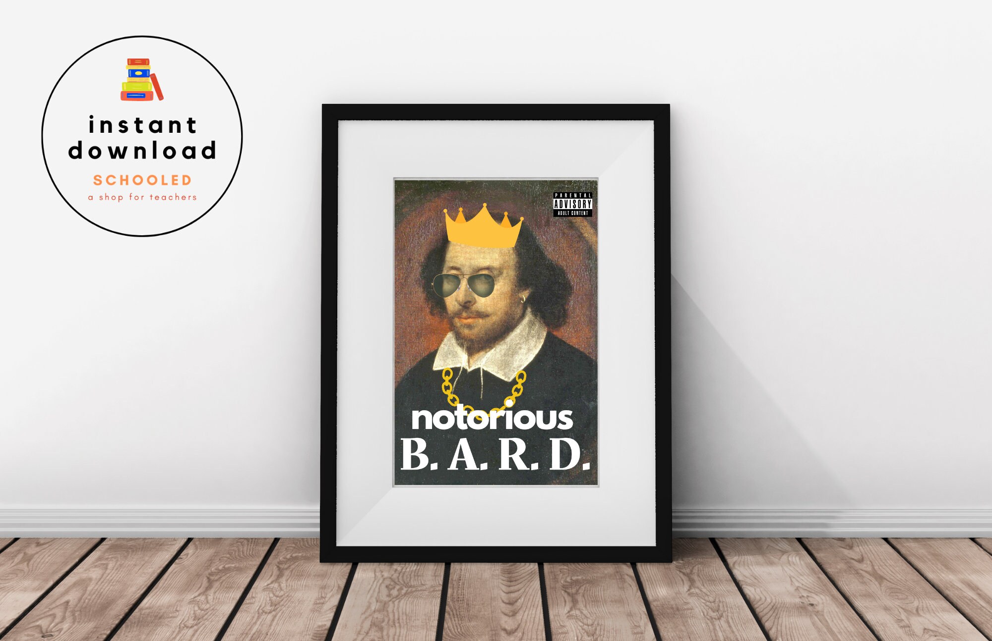 Notorious BARD Funny Shakespeare Wall Art Poster Classroom Decor ...