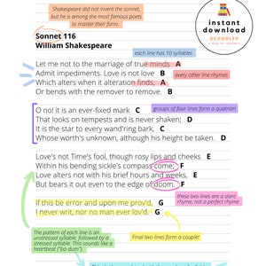 English Teacher Poster Shakespearean Sonnet Minimalist - Etsy