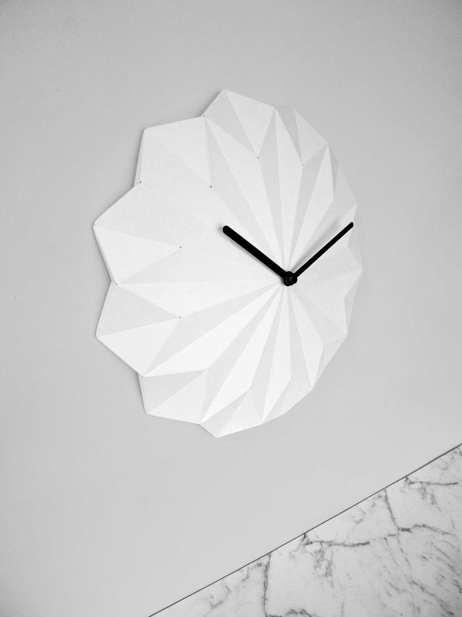 White Origami Wall Clock - SOLA - Etsy