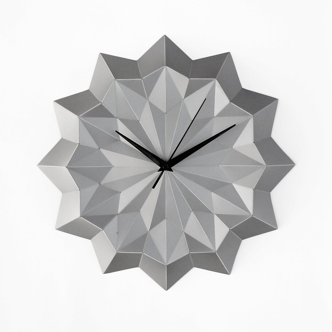 Sliver Origami Wall Clock - ELLA - Etsy