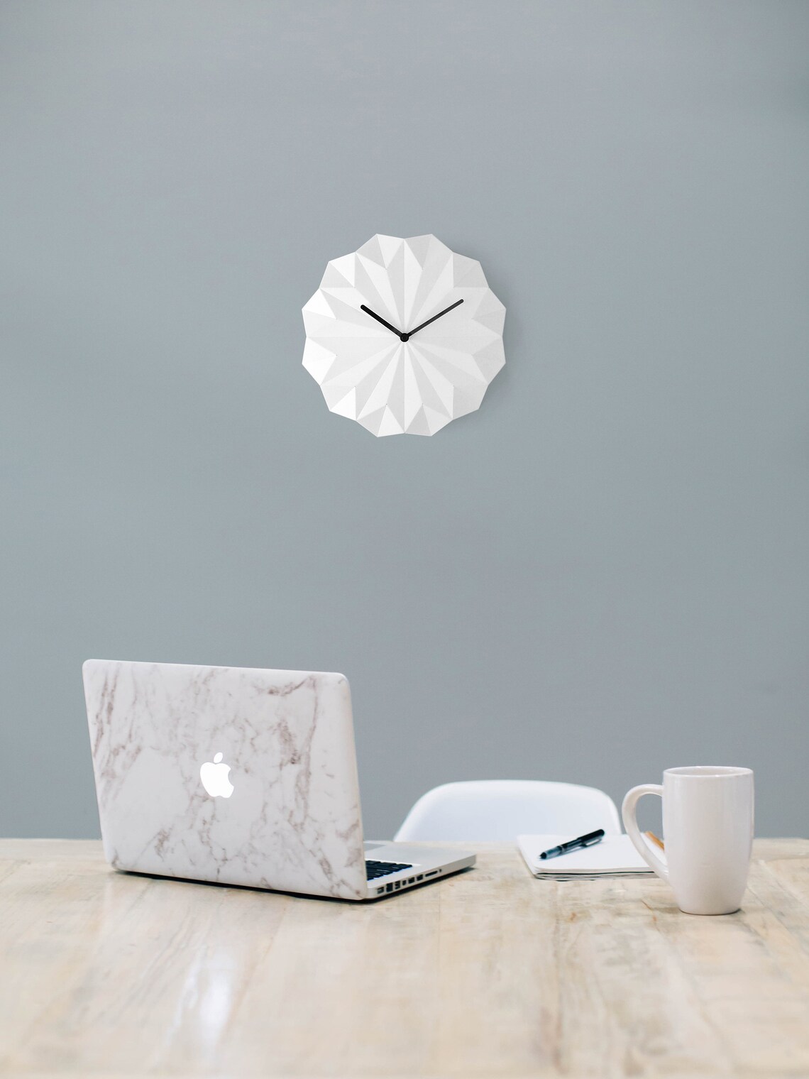 White Origami Wall Clock SOLA - Etsy