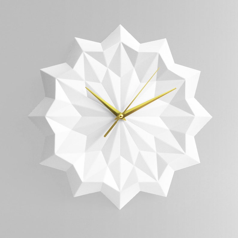 White Origami Wall Clock - ELLA - Etsy