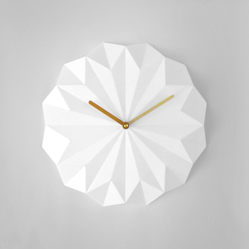 White Origami Wall Clock - SOLA - Etsy