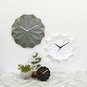 Silver Origami Wall Clock - SOLA - Etsy