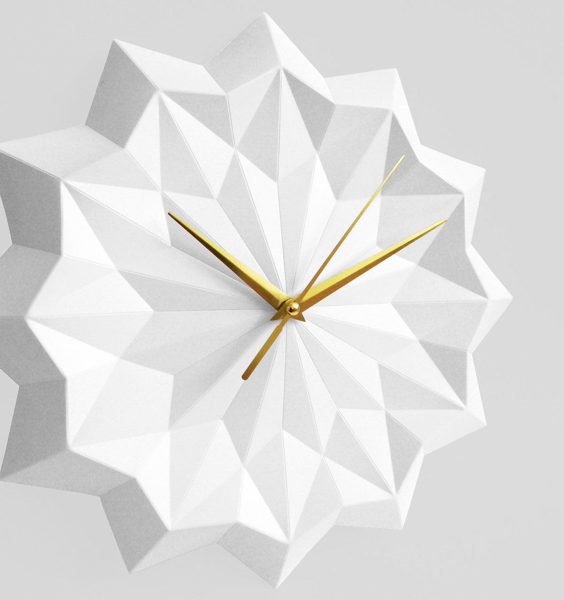 White Origami Wall Clock - ELLA - Etsy
