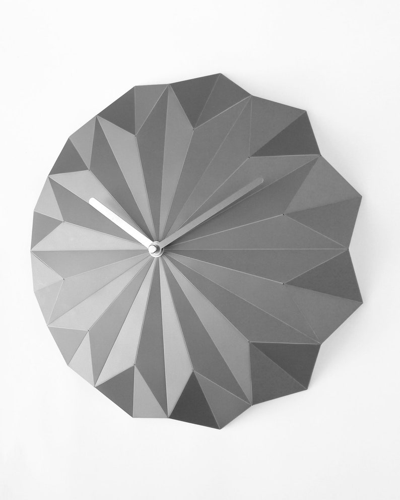 Silver Origami Wall Clock SOLA - Etsy