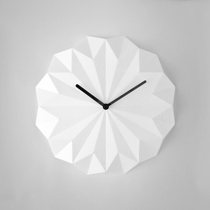 White Origami Wall Clock - SOLA - Etsy