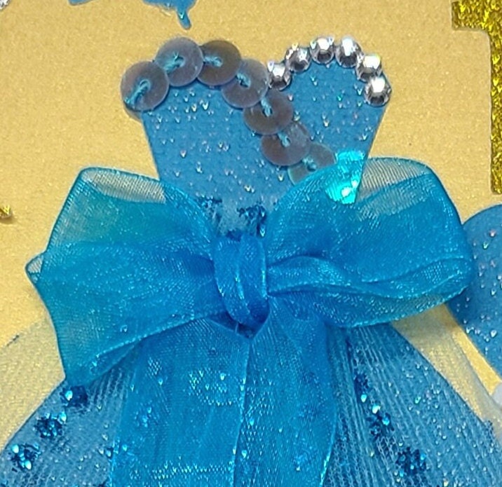 Quinceañera Birthday Dress Style Note Card, Handmade Pink Color Dress ...