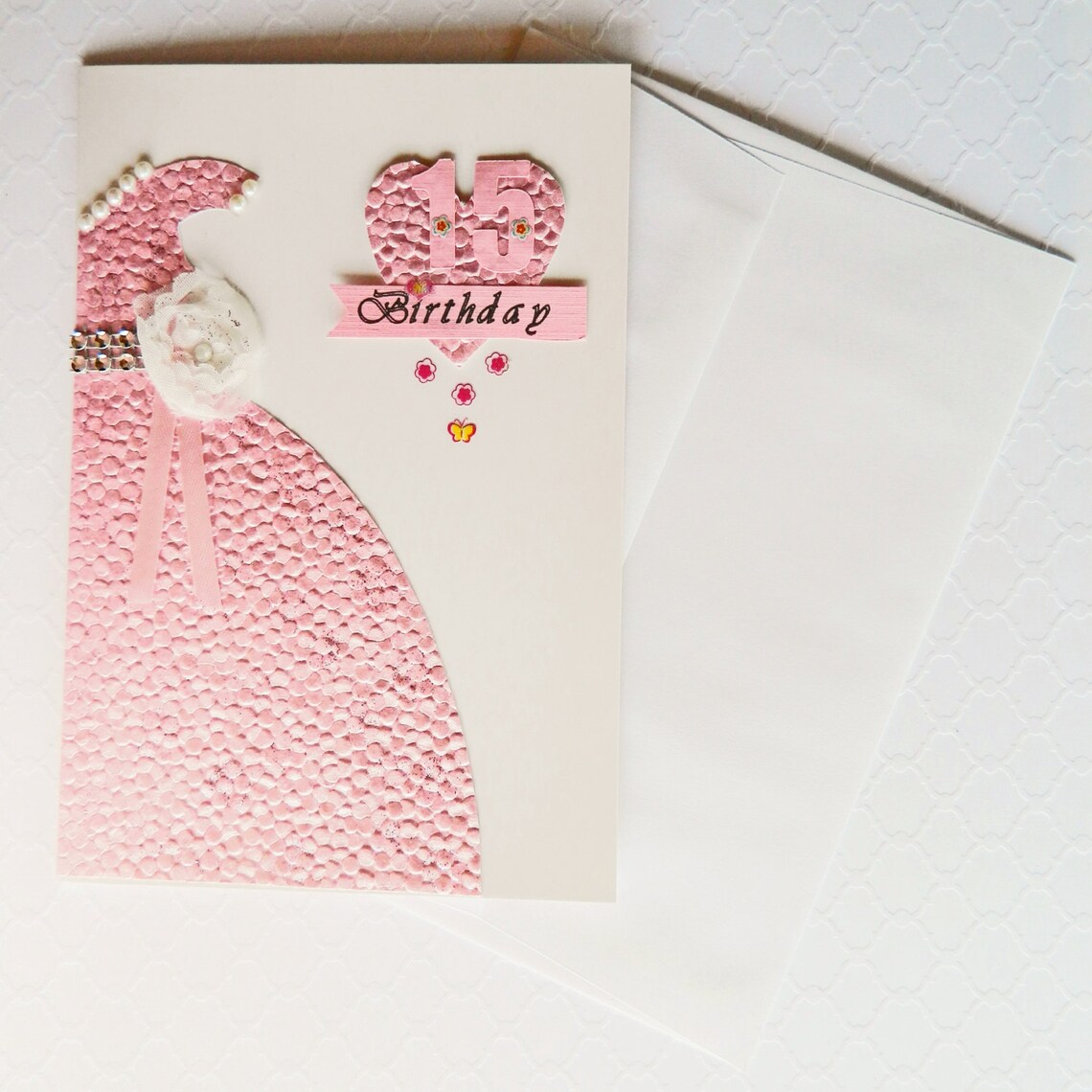 Quinceañera Dress Style Note Card Handmade Pink Color Dress - Etsy