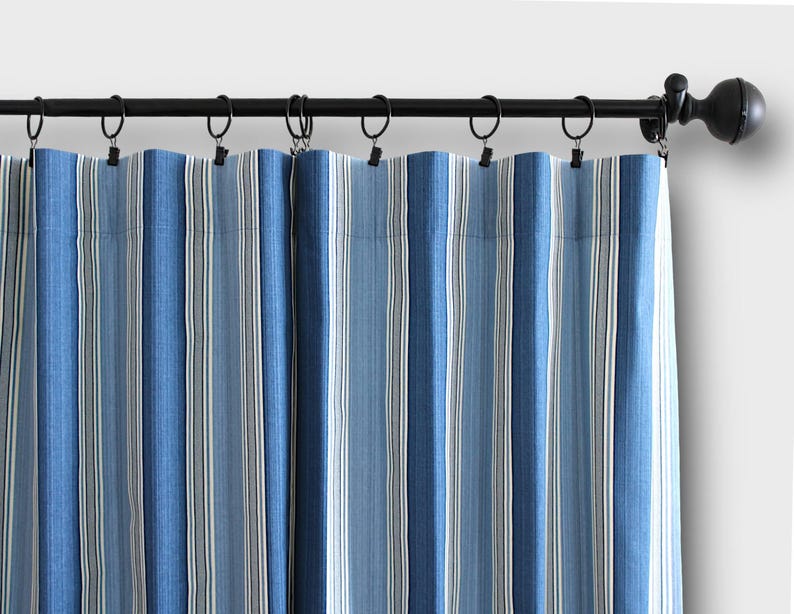 Spotswood Stripe Curtains, Blue Stripe Curtain Panels,drapery Window ...