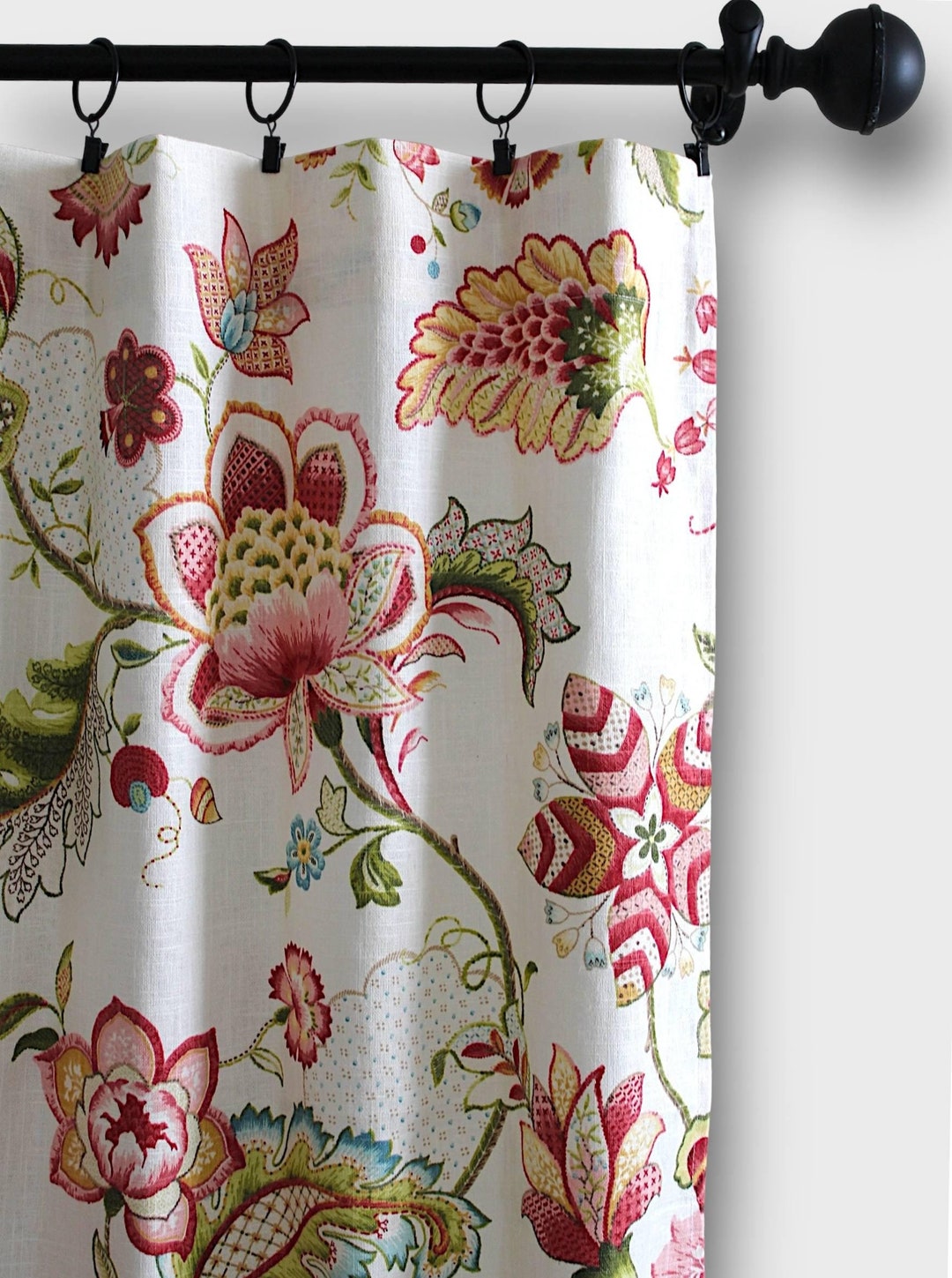 Ophilia Floral Curtains, Jacobean Curtain Panels,drapery Window ...