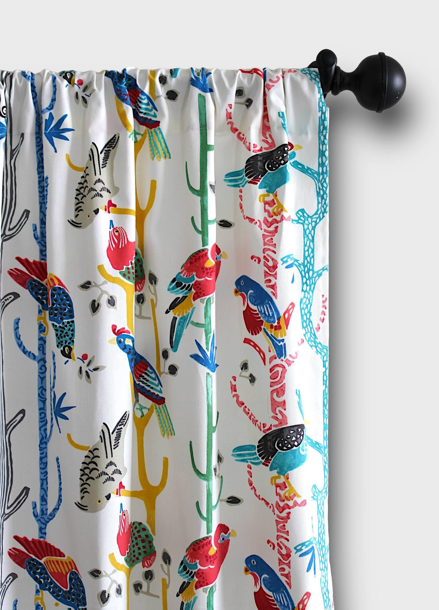 Birdhouse Chatter Curtains, Parrots Bird Curtain Panels,drapery Window ...