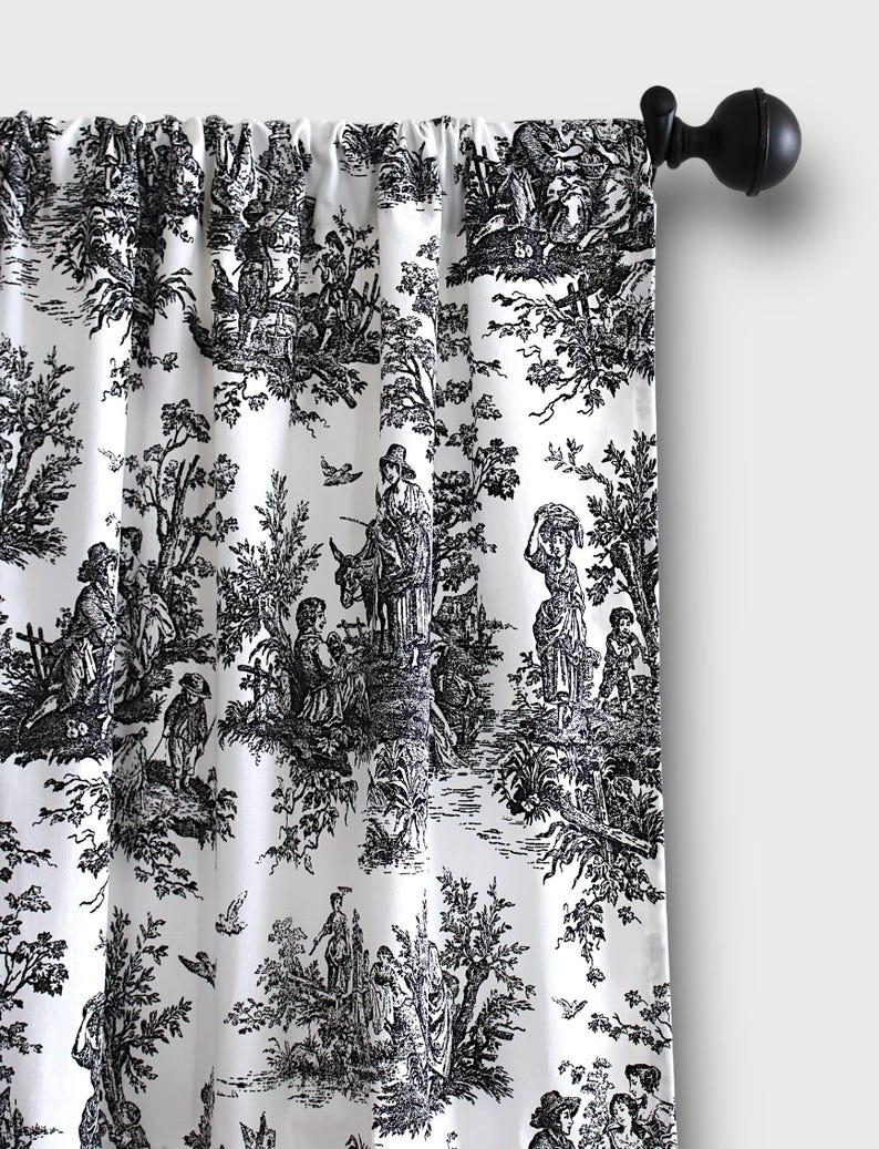 Colonial Curtains, 3 Colors, Toile Curtain Panels, Drapery Window ...