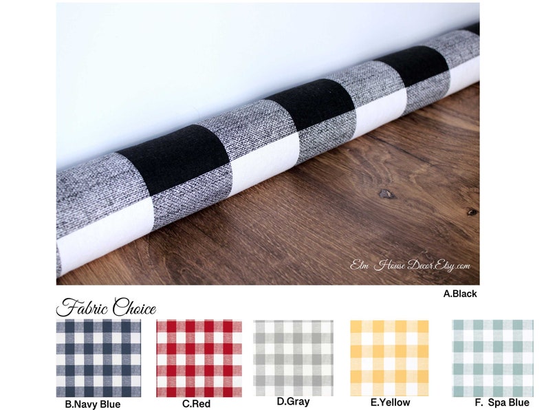 Farmhouse Buffalo Plaid Door Draft Stopper. Colors : Black & White ...