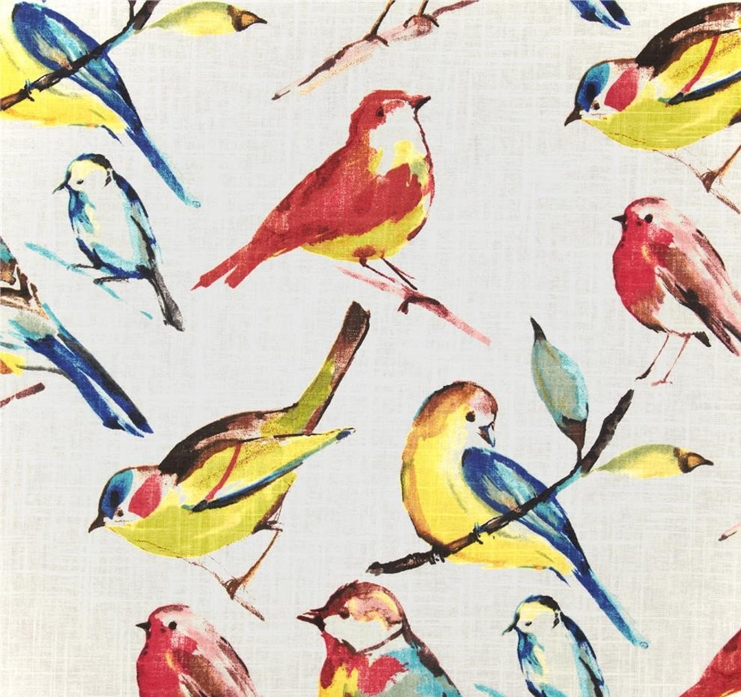 Birdwatcher Draft Stopper. Colors: Red, Yellow, Brown, Blue & Cream ...