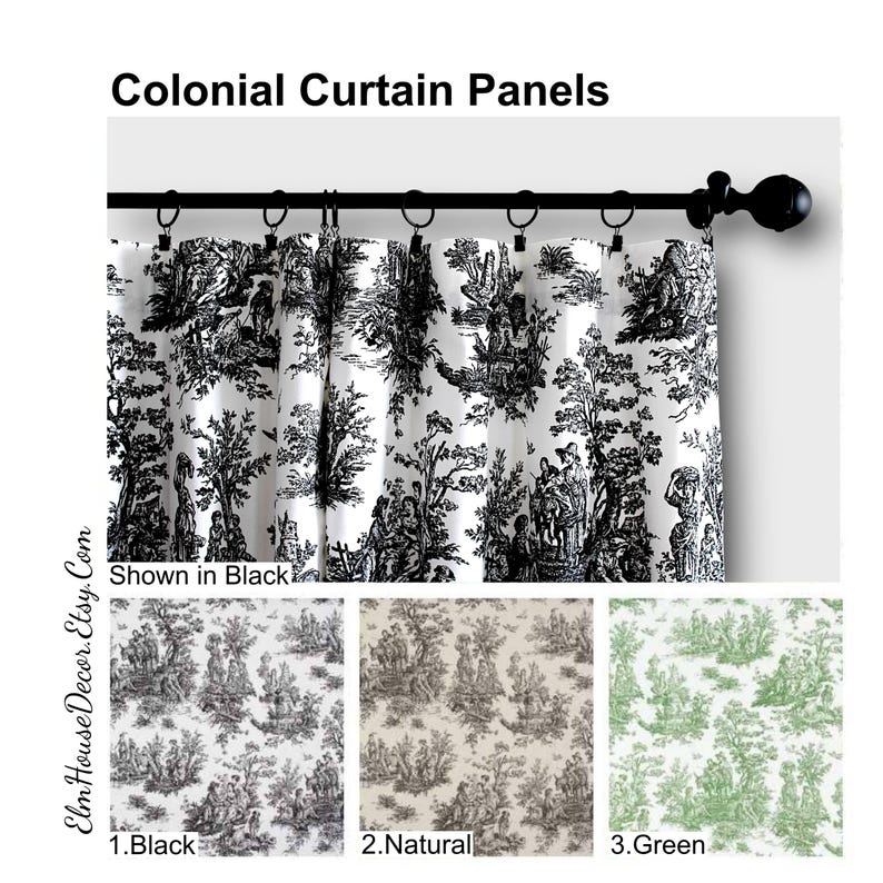 Colonial Curtains, 3 Colors, Toile Curtain Panels, Drapery Window ...