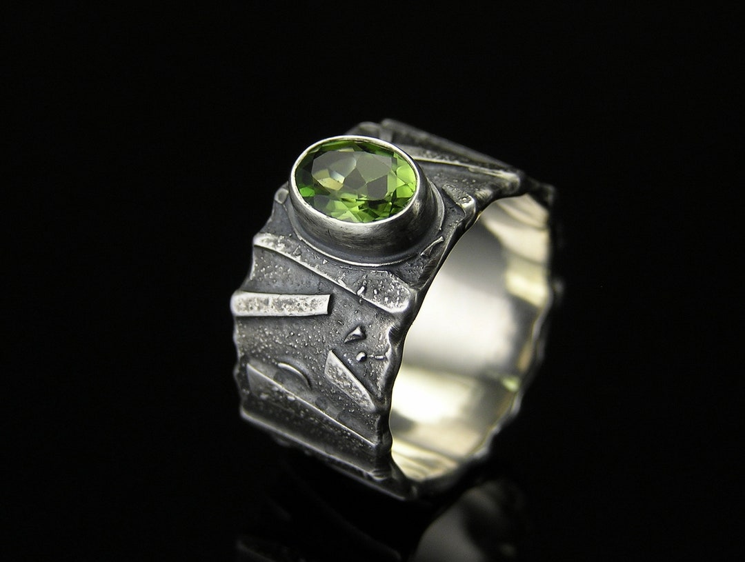 Peridot Handcrafted Sterling Silver Ring, Green Chrysolite Gemstone ...