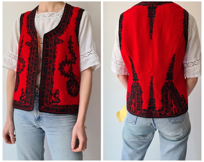 Vintage Romanian Deadstock Wool Vest Gilet Waistcoat M - Etsy