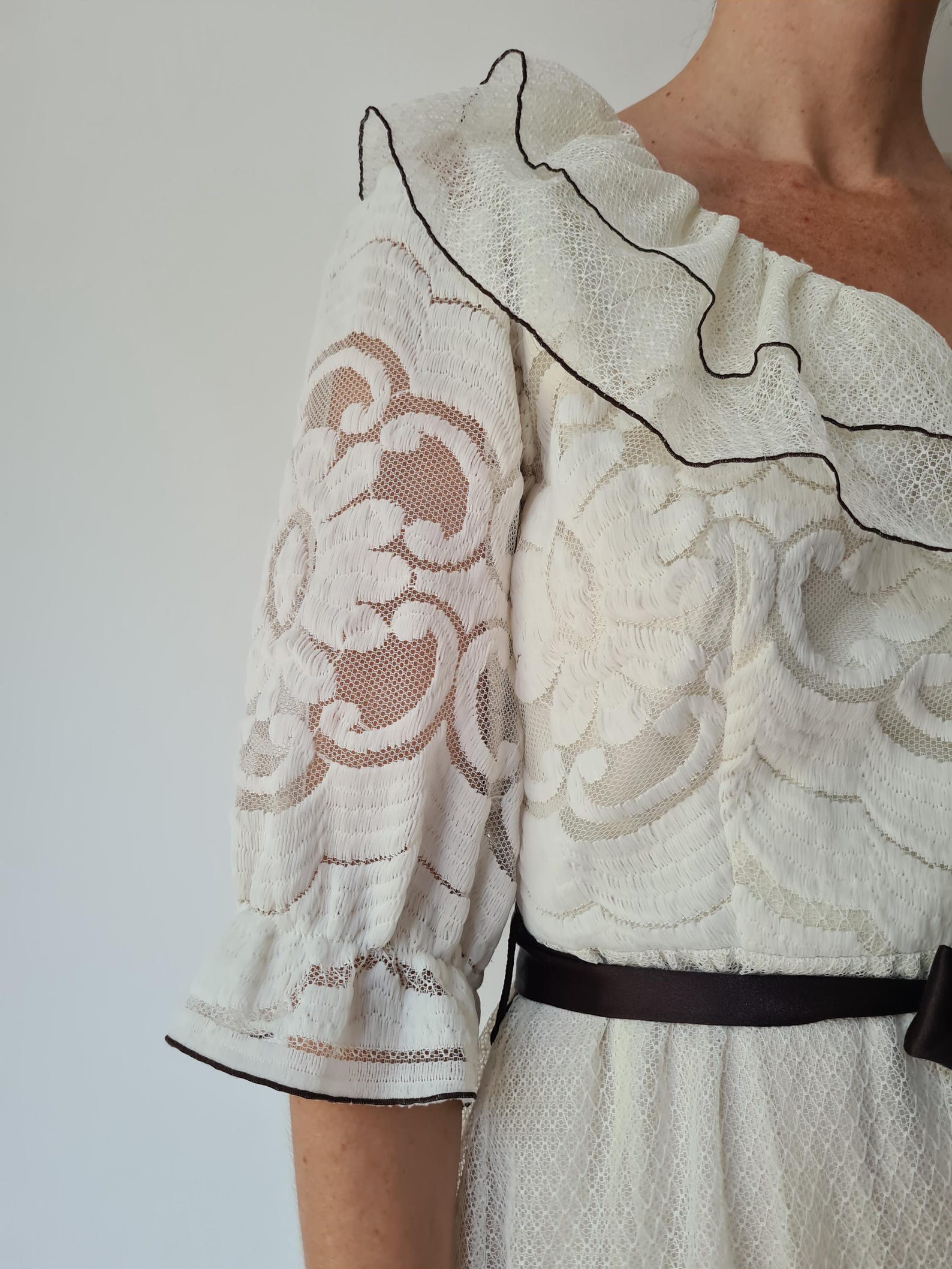 M Vintage Seventies Danish Ruffle Lace Dress - Etsy