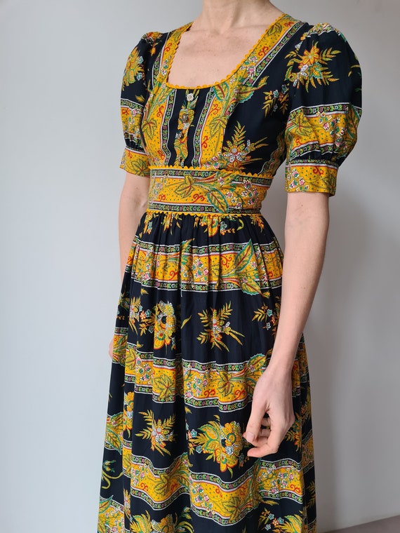 Vintage dolly rockers 70s black prairie cotton maxi d… - Gem