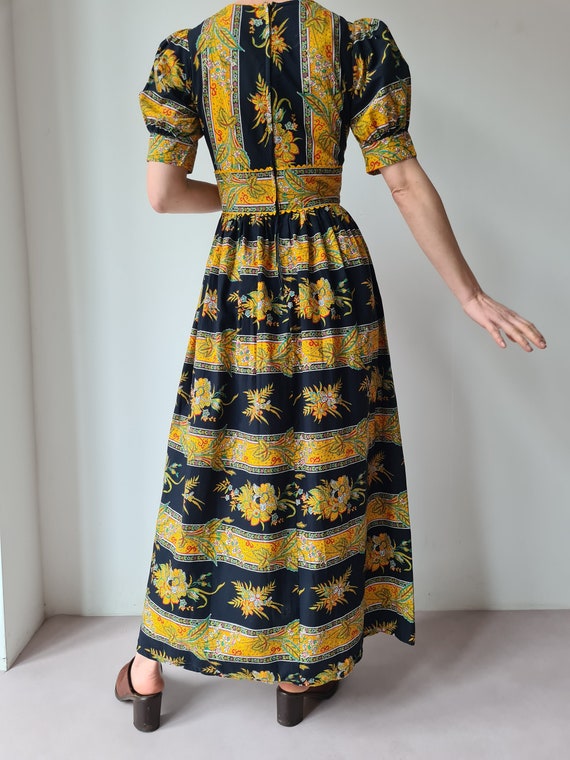 Vintage dolly rockers 70s black prairie cotton maxi d… - Gem