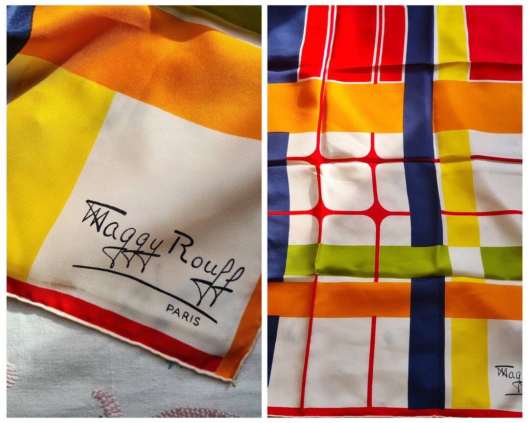 Vintage Maggy Rouff Silk Geometrical Rainbow Scarf - Etsy