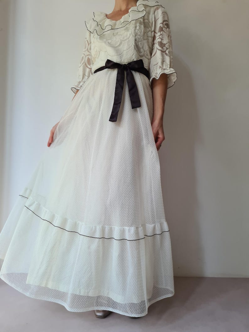 M Vintage Seventies Danish Ruffle Lace Dress - Etsy