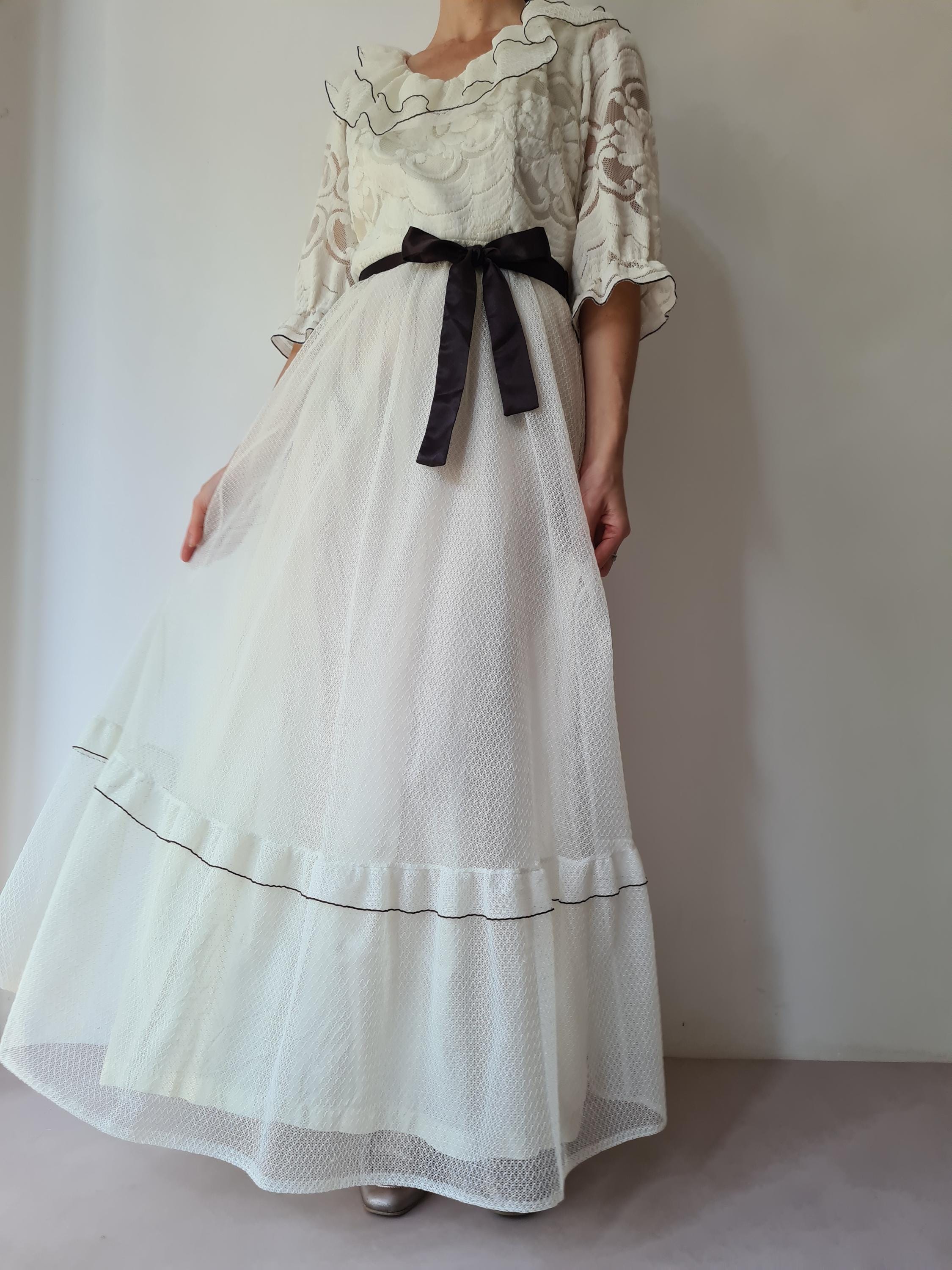 M Vintage Seventies Danish Ruffle Lace Dress - Etsy