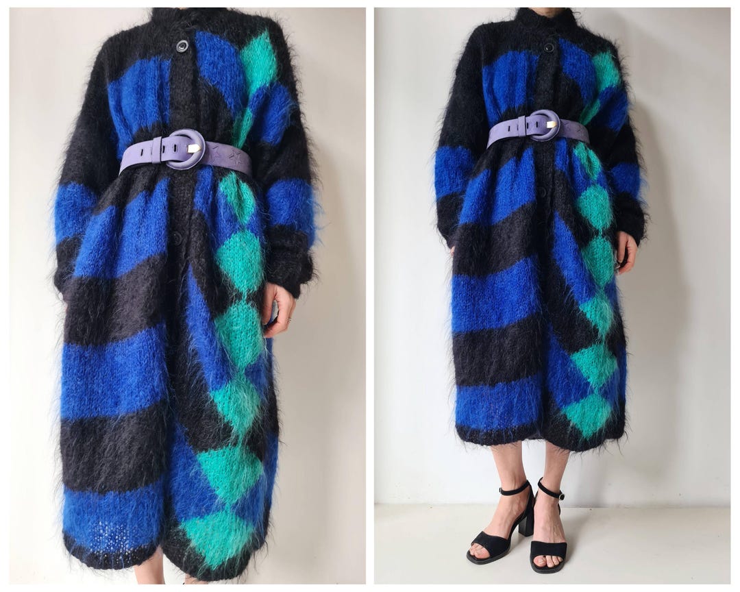L XL Mohair Wool Fluffy Extra Long Cardigan - Etsy