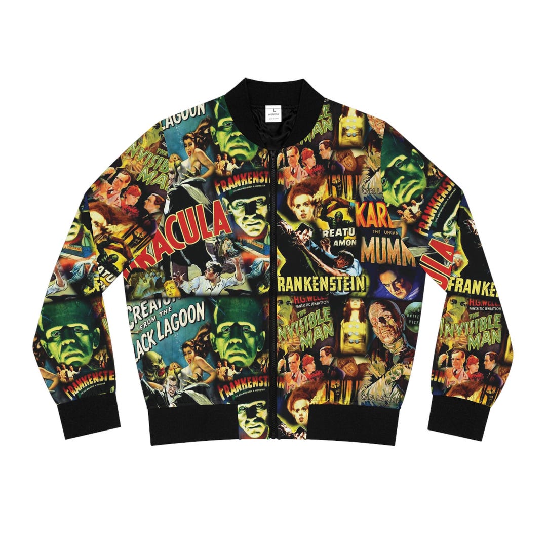 Classic Horror Movie Women's Bomber Jacket, Frankenstein, Bride of ...