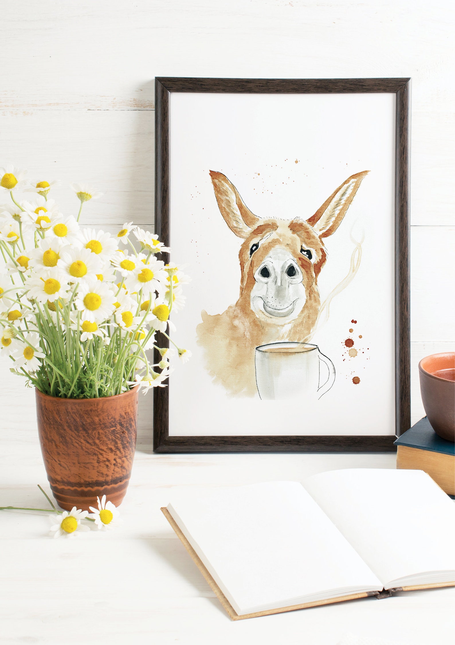 Donkey Loves Coffee Coffee/ink Print of Original Art - Etsy