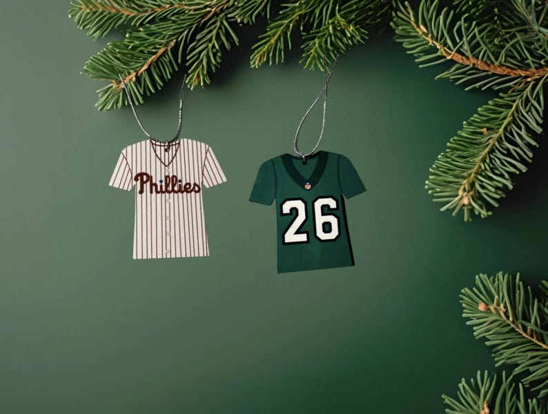Eagles & Phillies Jersey Ornament Philadelphia Sports Gift Double-sided ...
