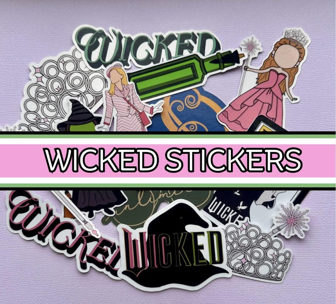 Wicked Stickers- Vinyl Water Resistant Wicked Movie Stickers Featuring ...