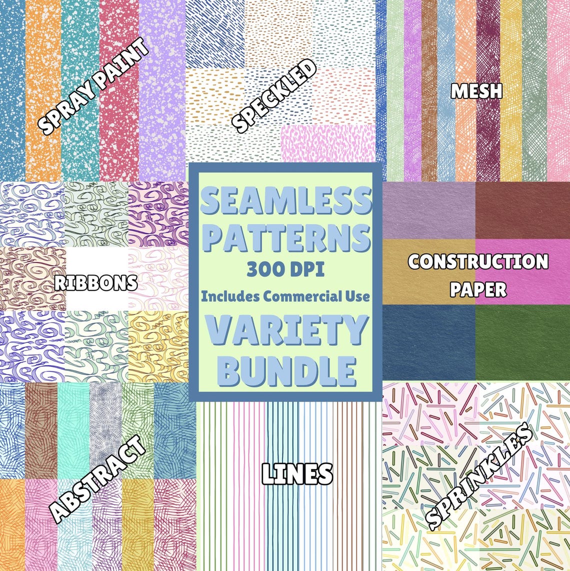 65 Digital Patterns Variety Pack/ Bundle- Colorful Options & Different ...
