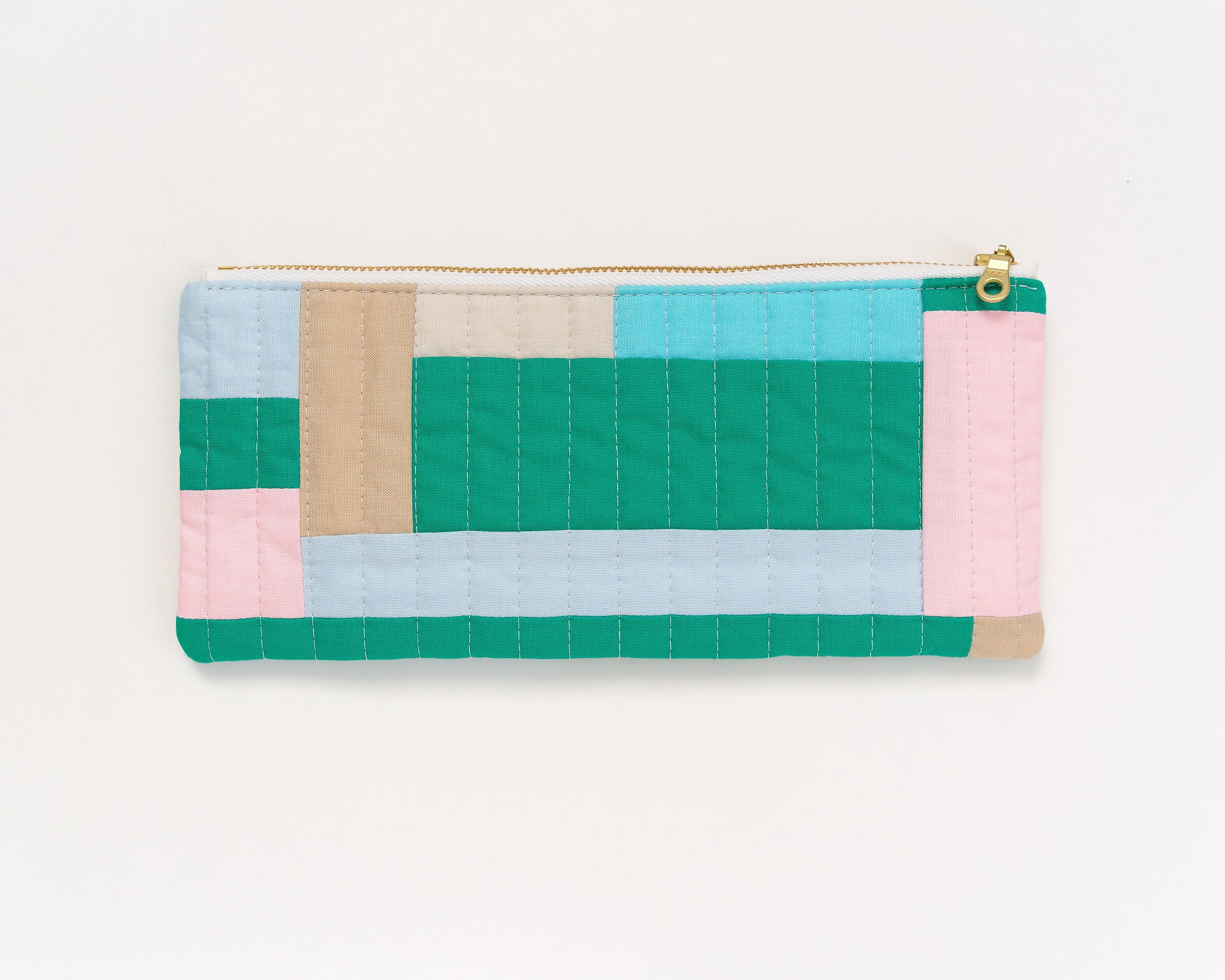 Quilted Color-block Pouch No4, Modern Geometric Patchwork, Medium ...