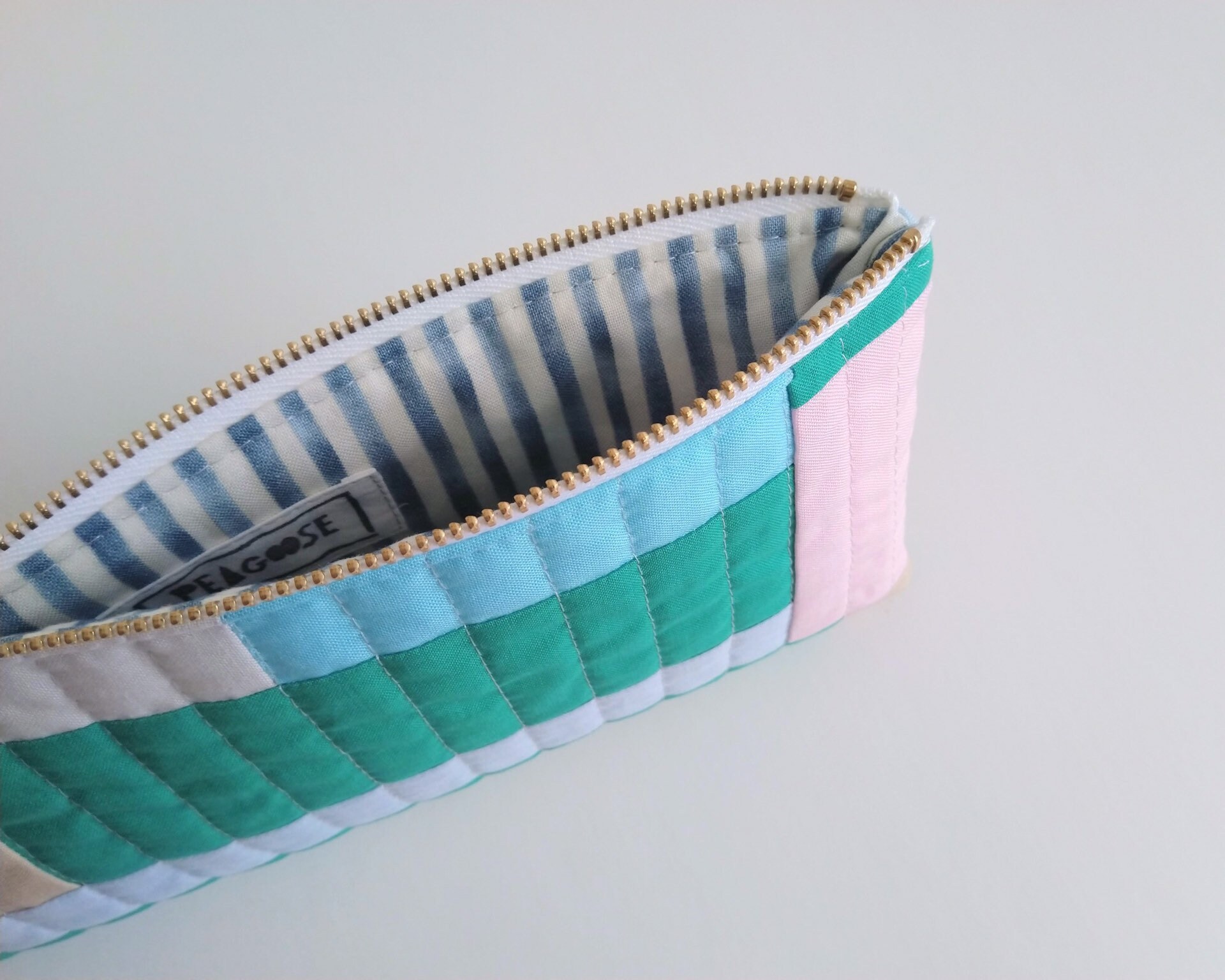 Quilted Color-block Pouch No4, Modern Geometric Patchwork, Medium ...