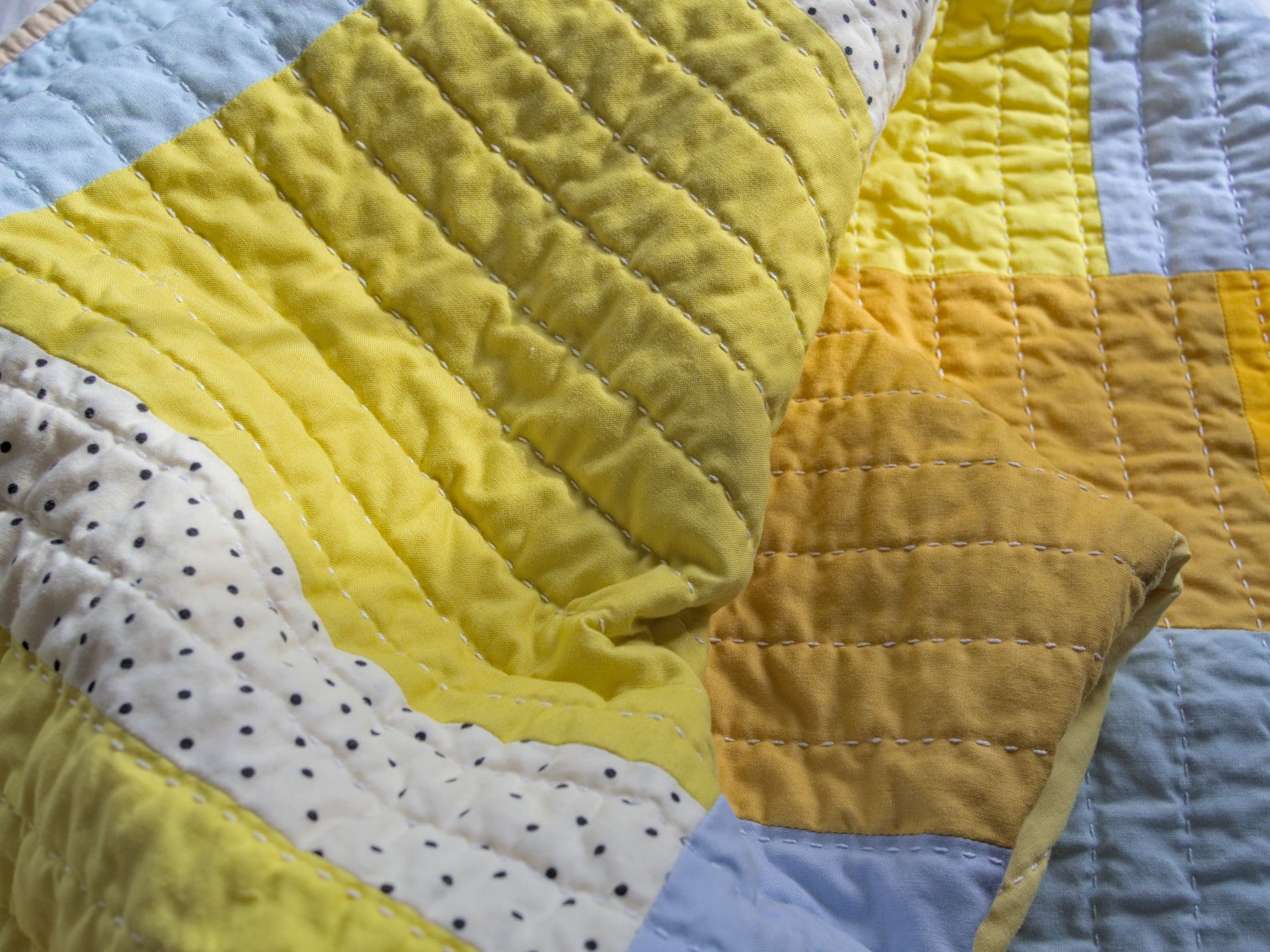 Yellow Patchwork Quilt Modern Hand-quilted Throw Blanket - Etsy
