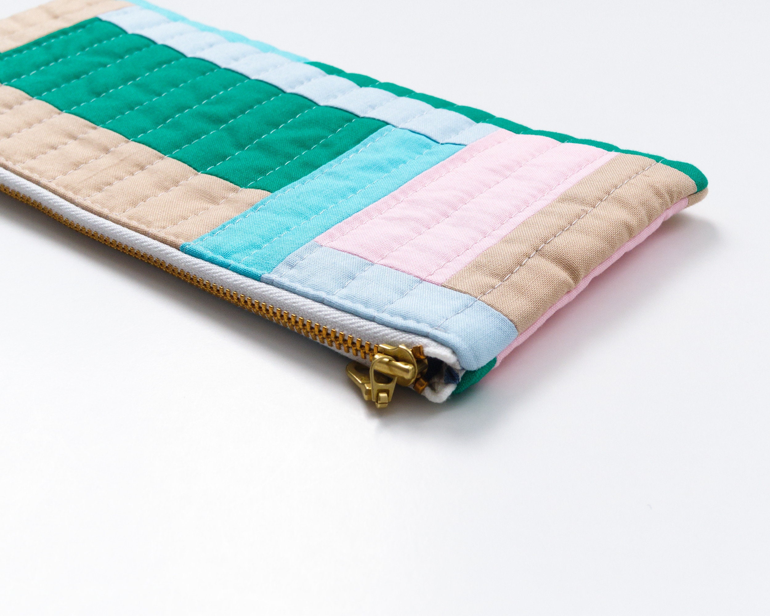 Quilted Color-block Pouch No4, Modern Geometric Patchwork, Medium ...