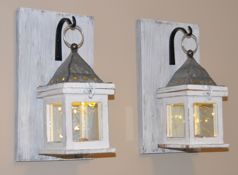 Set of 2 Hanging Lantern Sconce Rustic Home Decor Farmhouse | Etsy Set of 2 Hanging Lantern Sconce Rustic Home Decor Farmhouse | Etsy