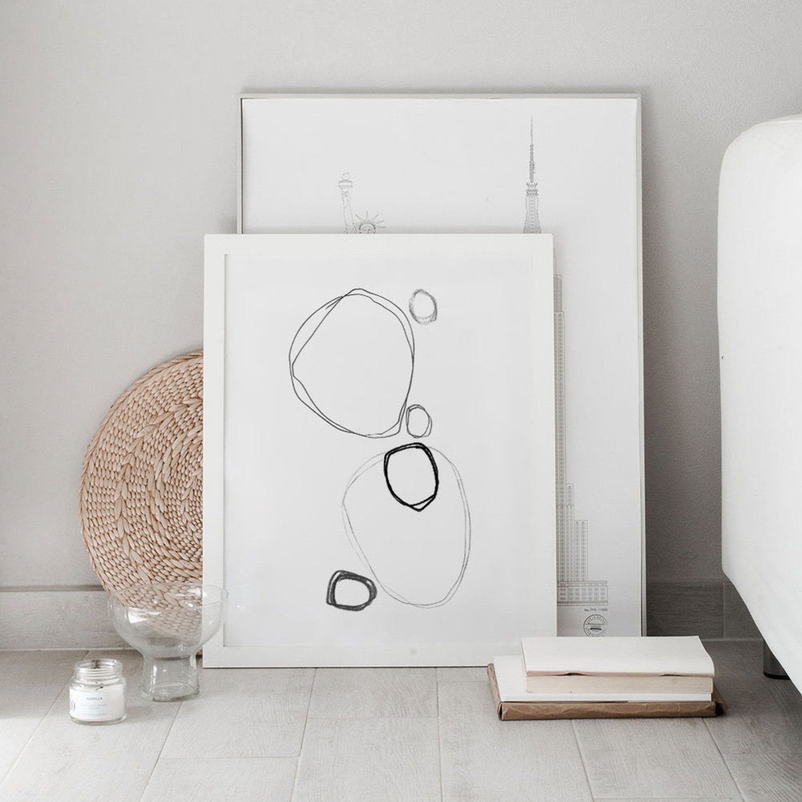 Black and White Modern Minimalist Abstract Line Drawing Print | Etsy