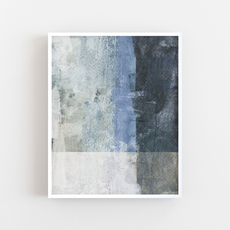 Blue and Gray Contemporary Abstract Colorblock Painting Print | Etsy