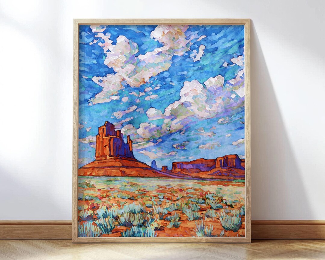 Colorful Monument Valley Watercolor Print - Desert Landscape Wall Art ...
