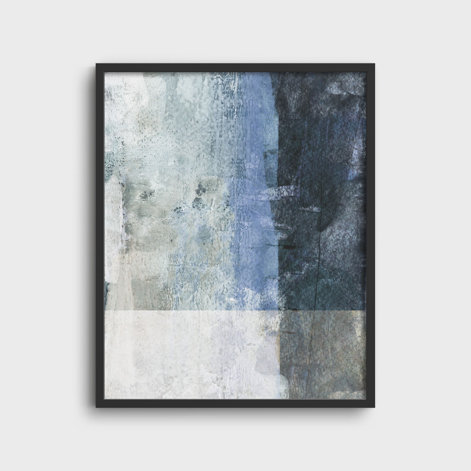 Blue and Gray Contemporary Abstract Colorblock Painting Print | Etsy