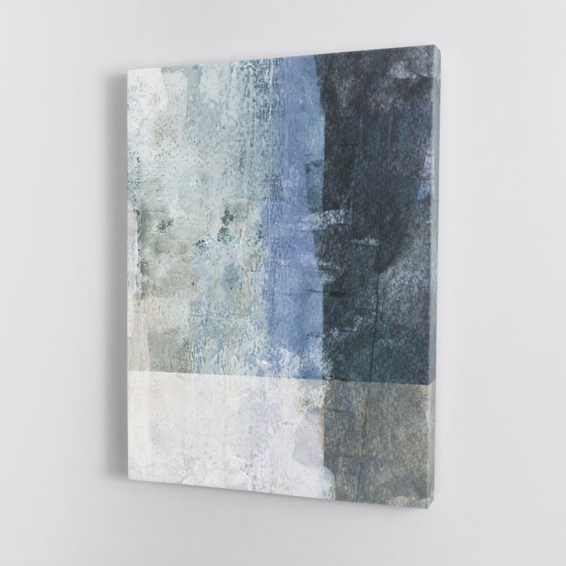 Blue and Gray Contemporary Abstract Colorblock Painting Print | Etsy