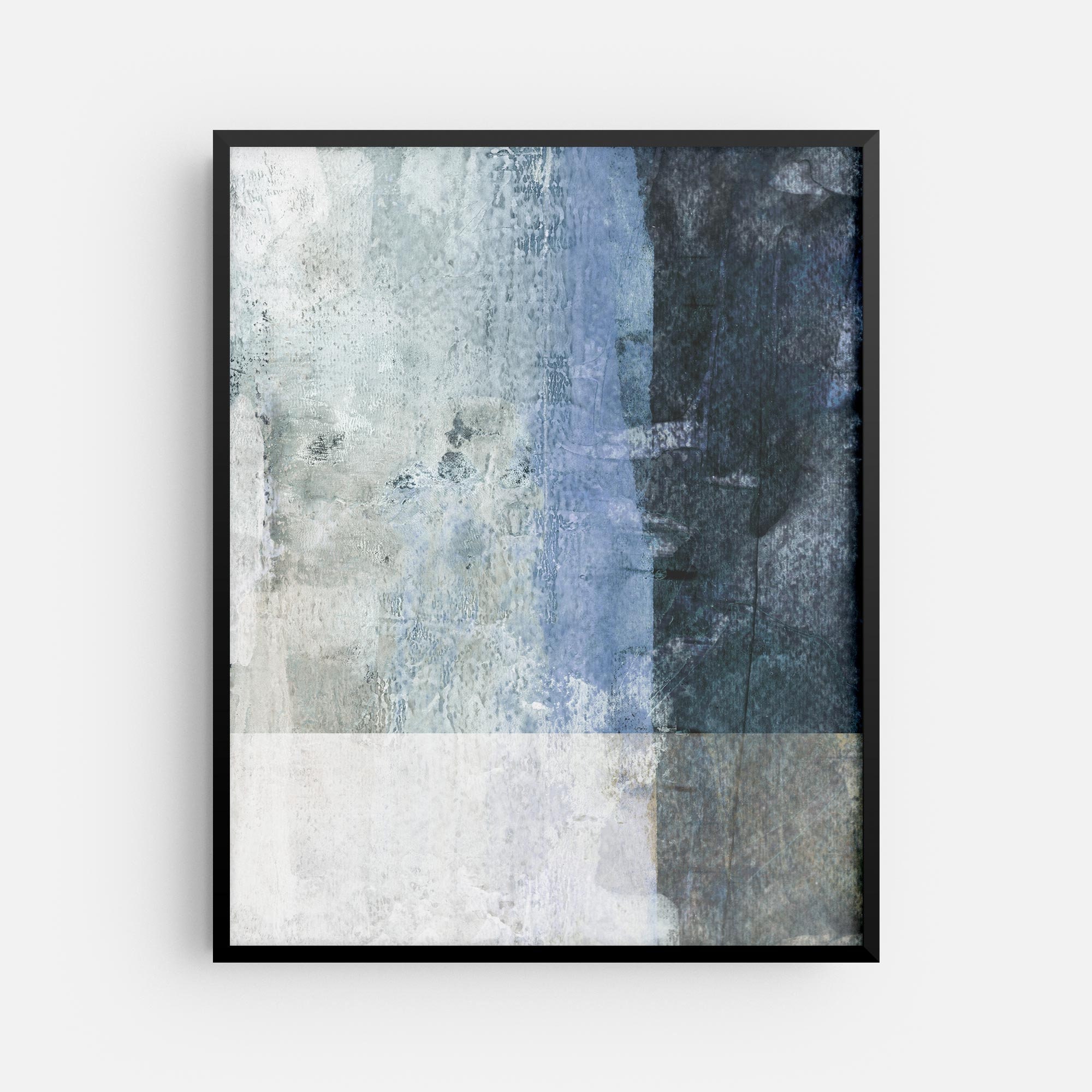 Blue and Gray Contemporary Abstract Colorblock Painting Print | Etsy