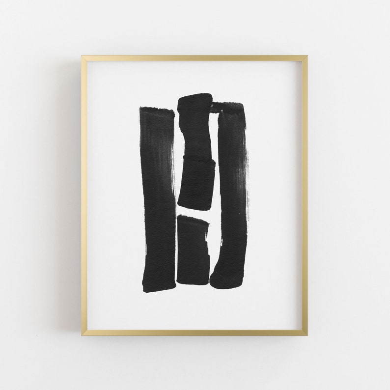 Black and White Modern Minimalist Abstract Ink Painting Print | Etsy