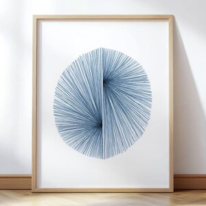 Mid-century Modern Modern Radial Line Art - Minimalist Blue Abstract ...